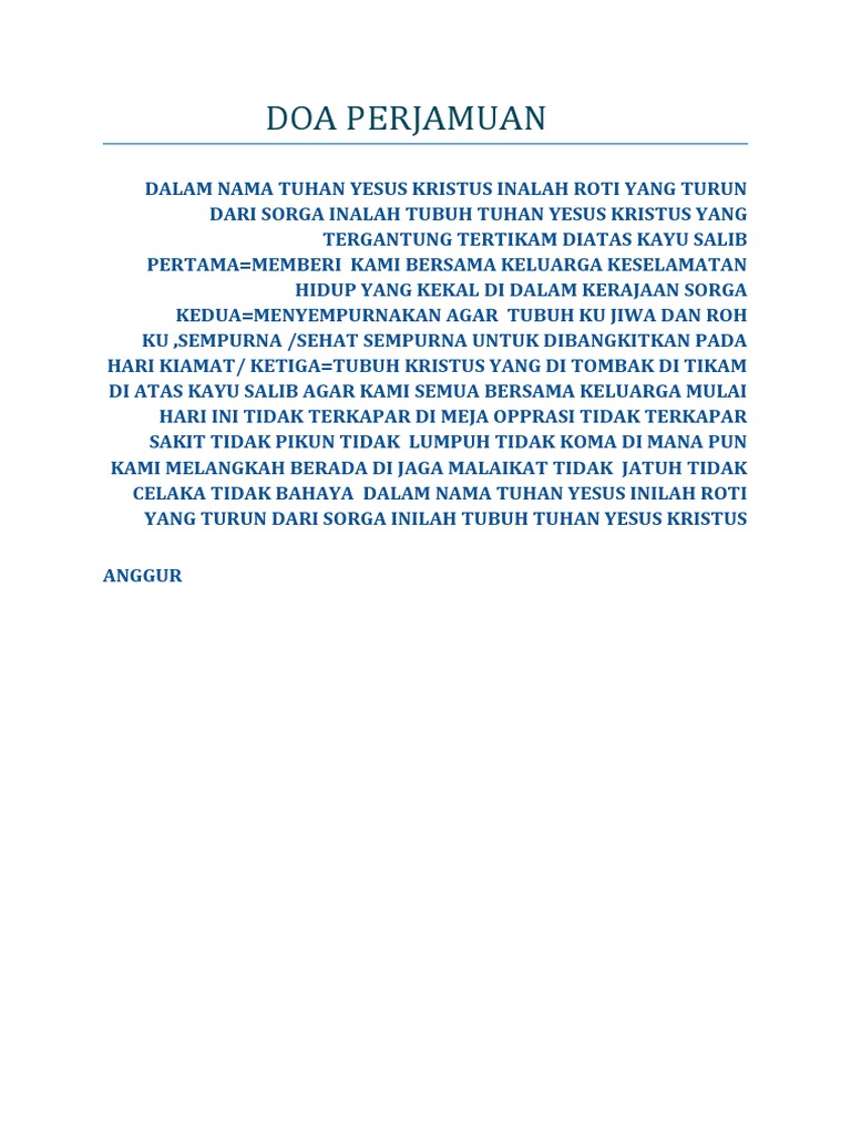 Doa Perjamuan Kudus Tiberias | PDF