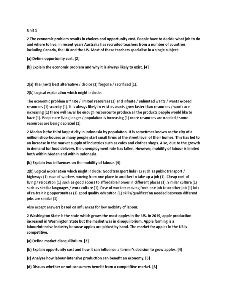 Unit1 Q&A | PDF | Labour Economics | Opportunity Cost