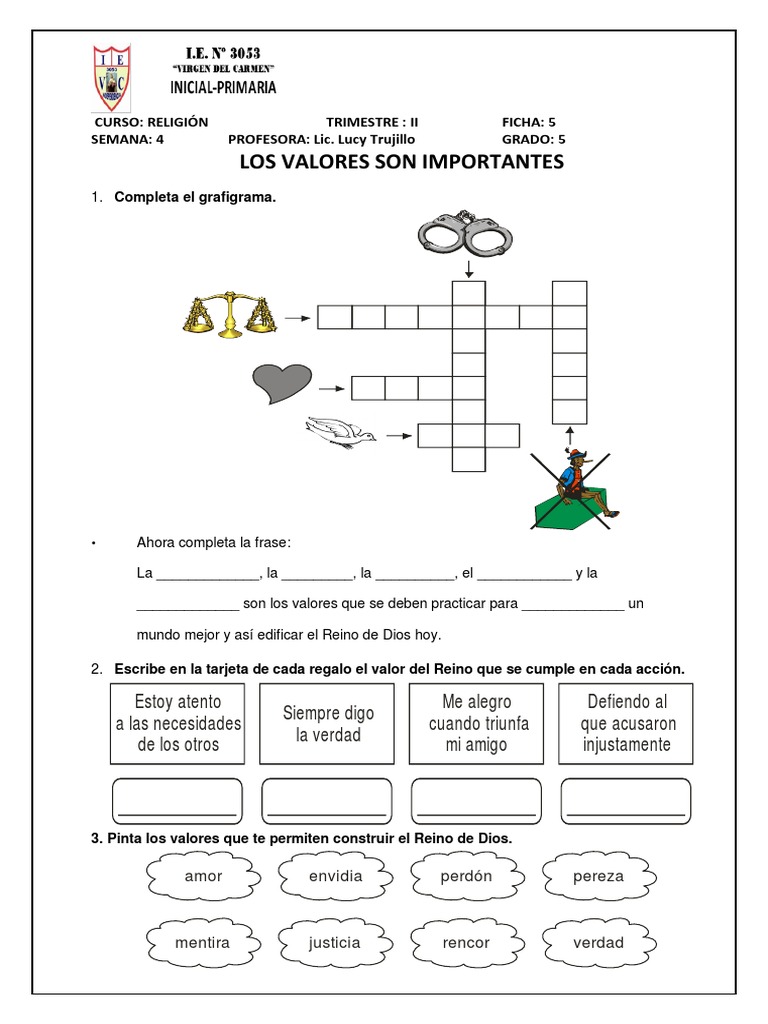 Valores del Reino de Dios en 5° grado | PDF