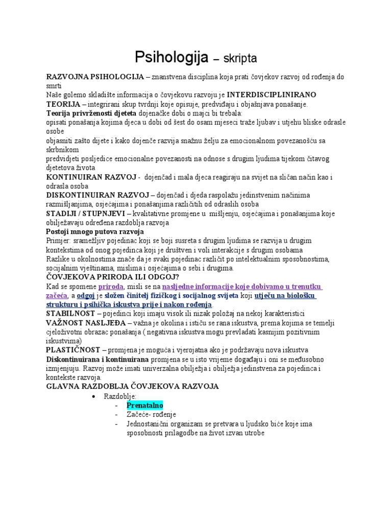 Psihologija Skripta Marija | PDF