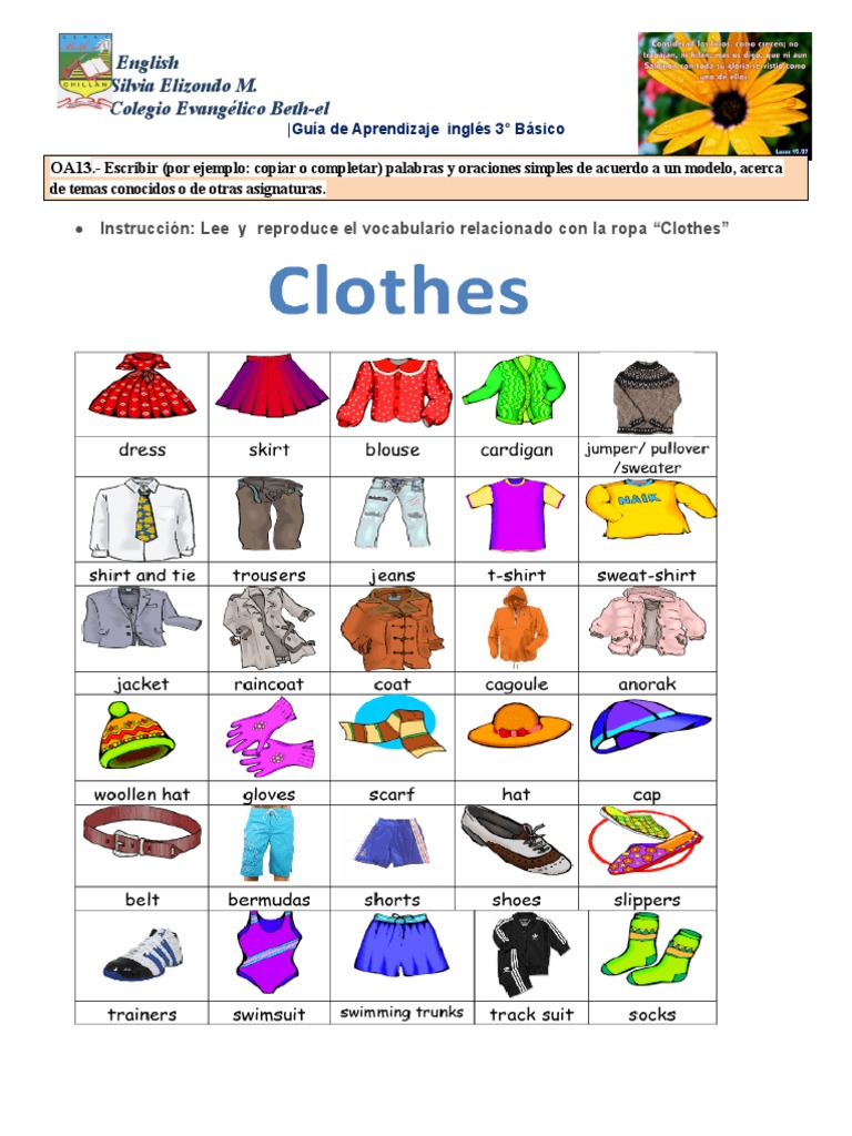 Unit My Clothes (Mi Ropa) | PDF | Artes del Lenguaje y Comunicación ...