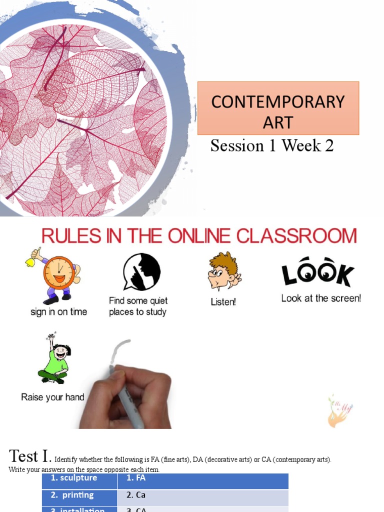 Contemporaray Arts Session 1 Week 2act. Sheet 2 | PDF