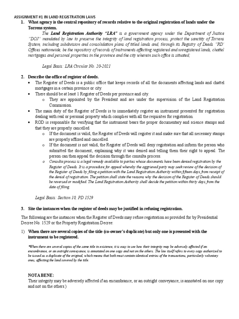 Land Registration Law Essentials | PDF