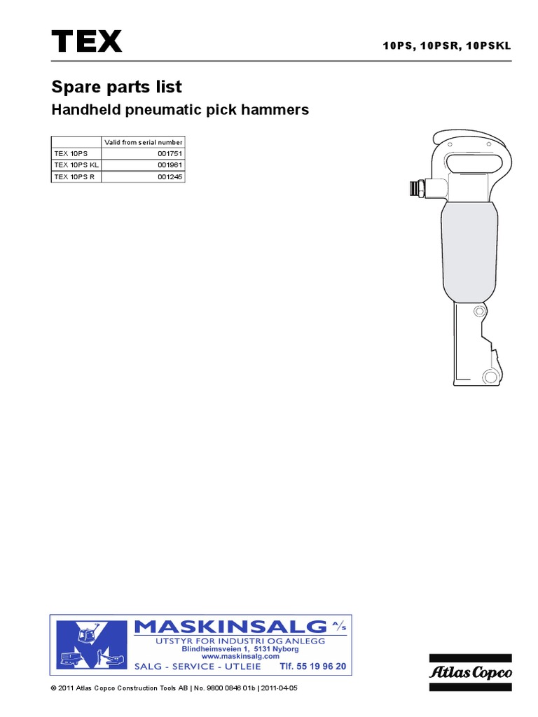 Atlas Copco TEX 10 PS PSKL PSR | Download Free PDF | Valve | Piston