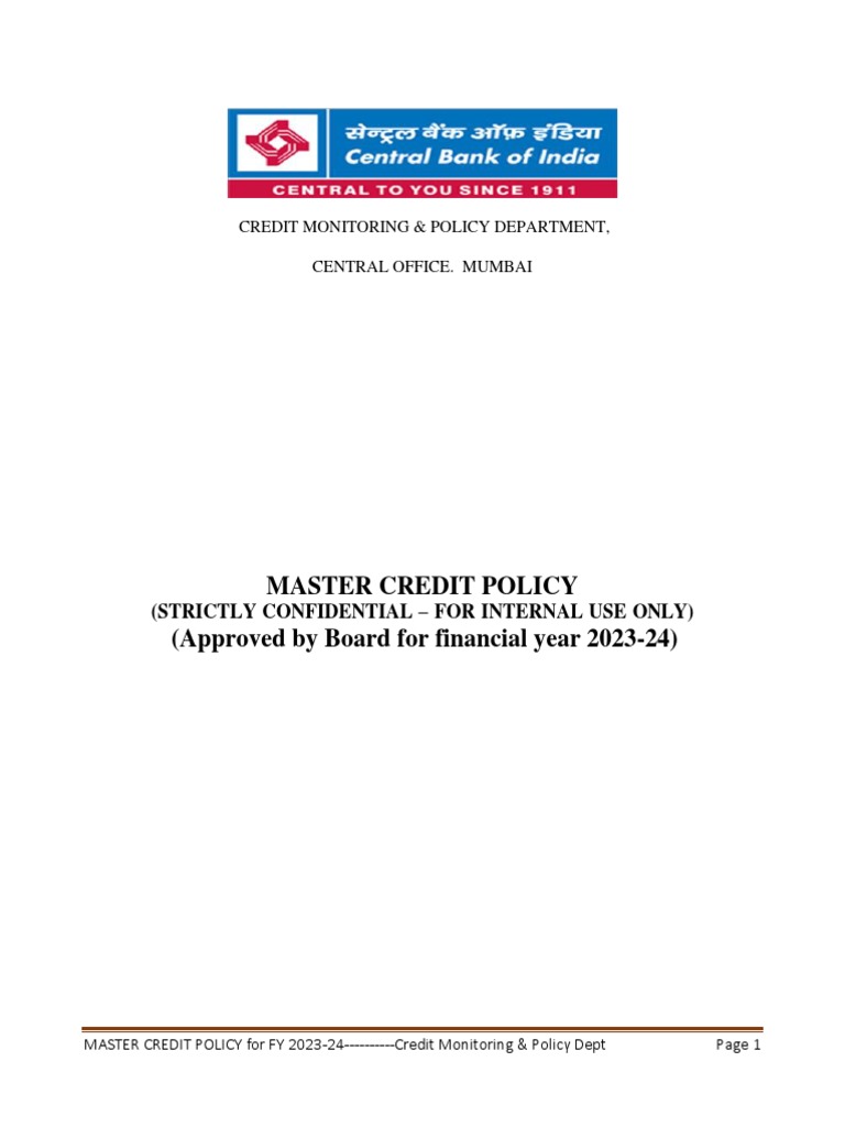 Master Credit Policy | PDF