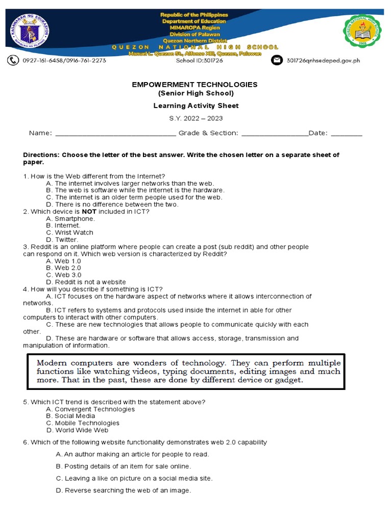 E-TECH Activity Sheet | PDF