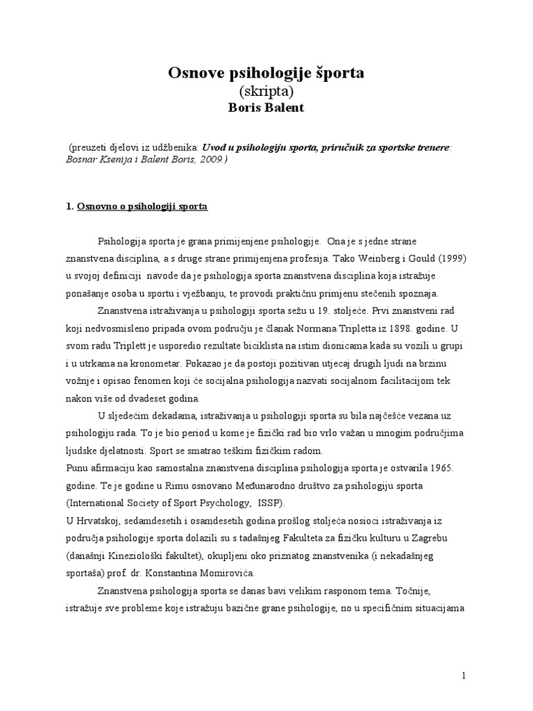 Psihologija Sporta | PDF