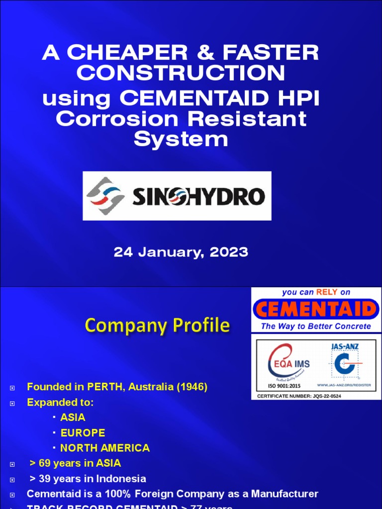 Cementaid HPI: Fast, Cost-Effective Construction | PDF | Corrosion | Concrete