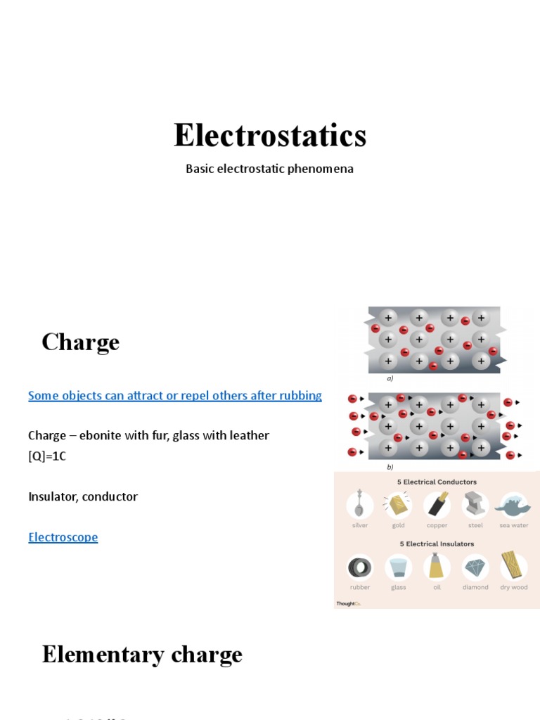 Electrostatics 1 | PDF | Electric Charge | Electric Field