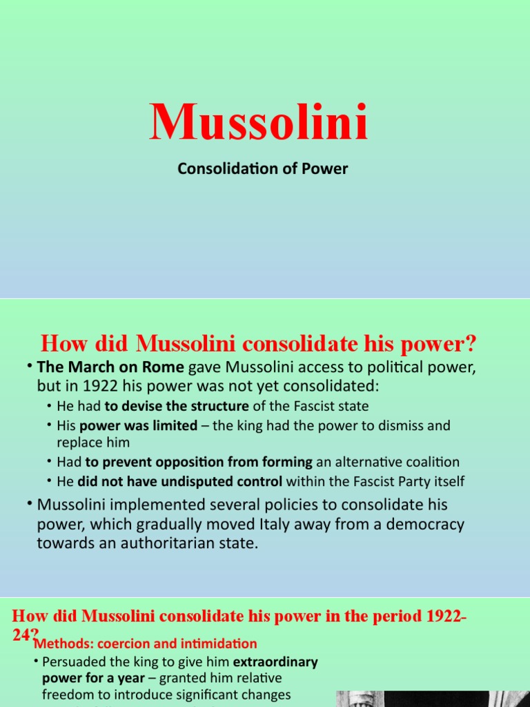 Grudic Italy p1 and Mussolini p2 Part 2 Consolidation of Power | PDF ...