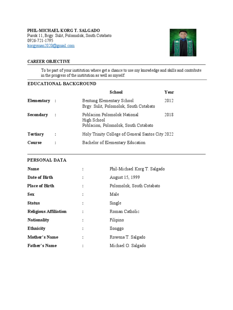 Phil-Michael Korg Salgado Resume | PDF | Wellness