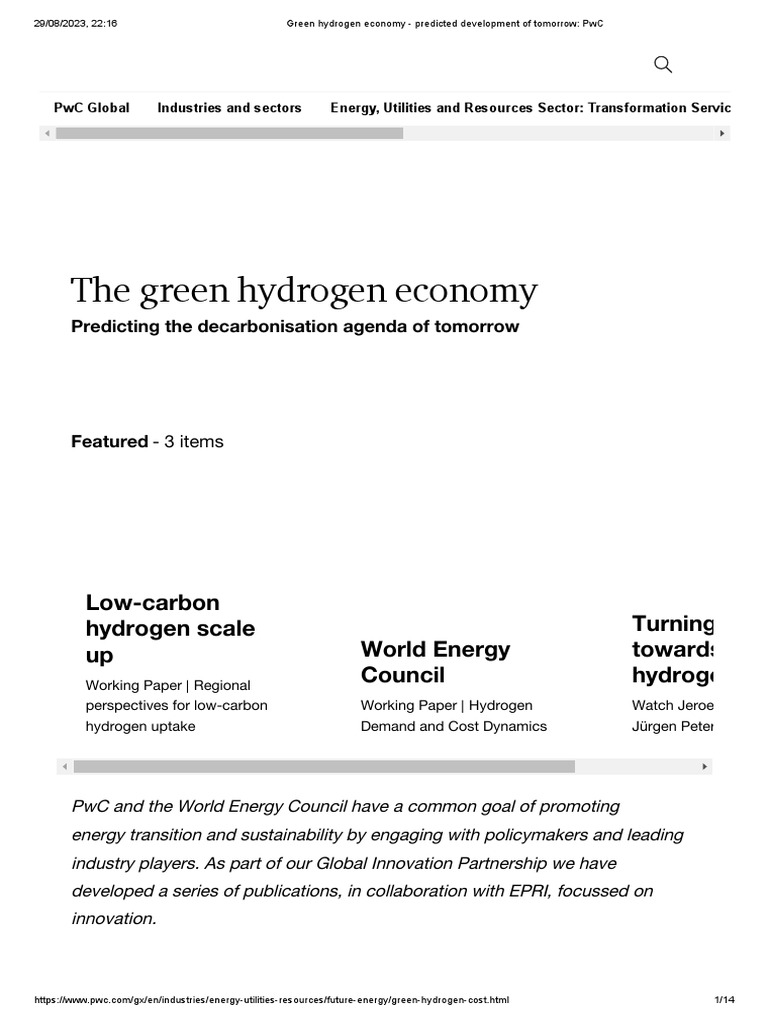 Green Hydrogen Economy - Predicted Development of Tomorrow - PWC | PDF ...