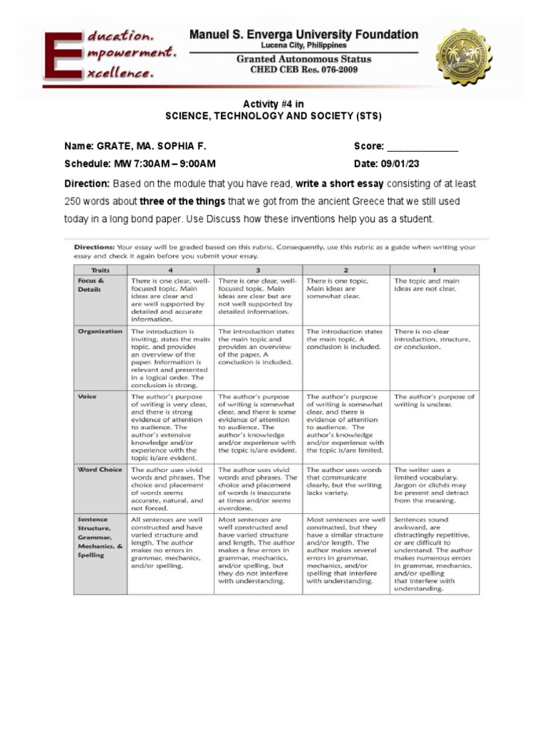 Week 3 Scie-101 Activity-4 Essay | PDF