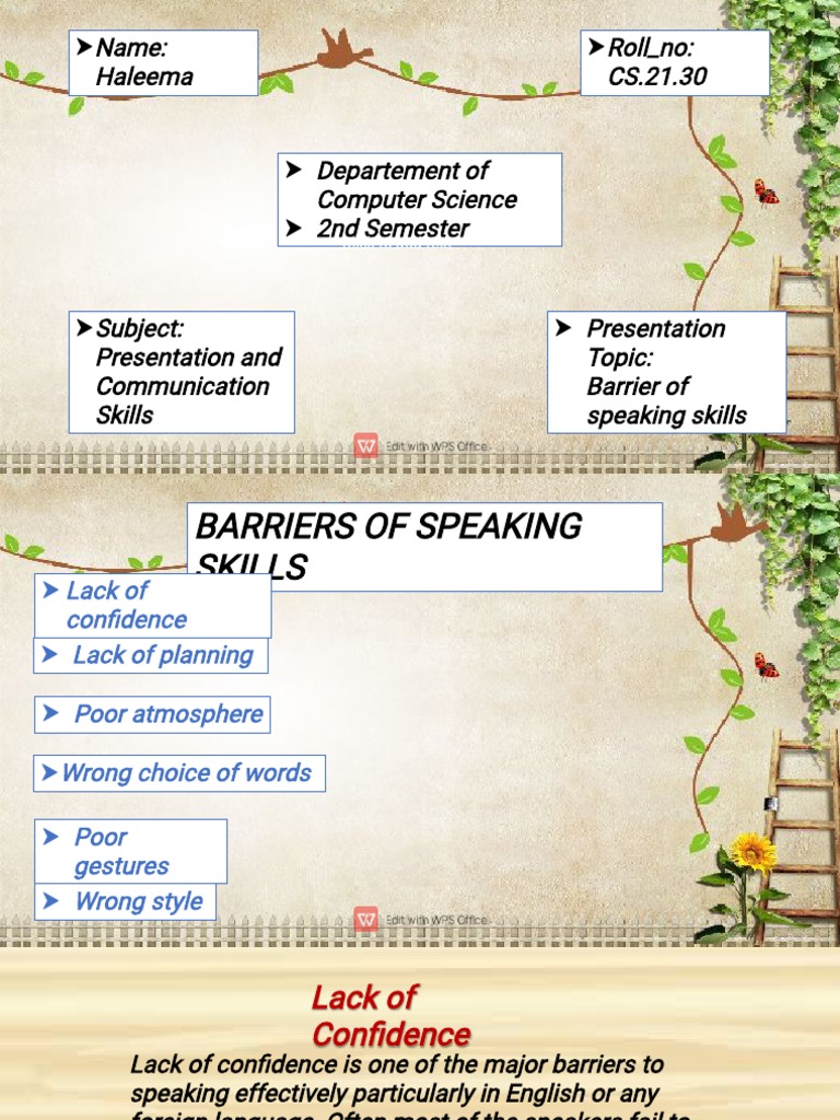 Barriers of Speaking Skills | PDF
