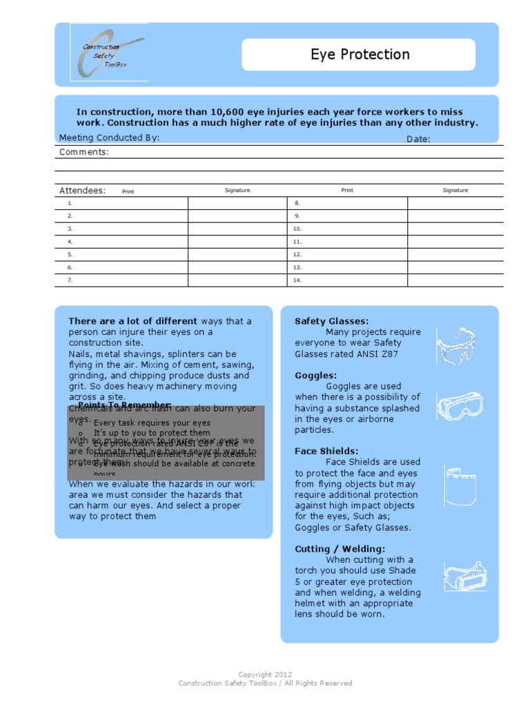 Eye Protection | PDF | Occupational Safety And Health | Personal ...