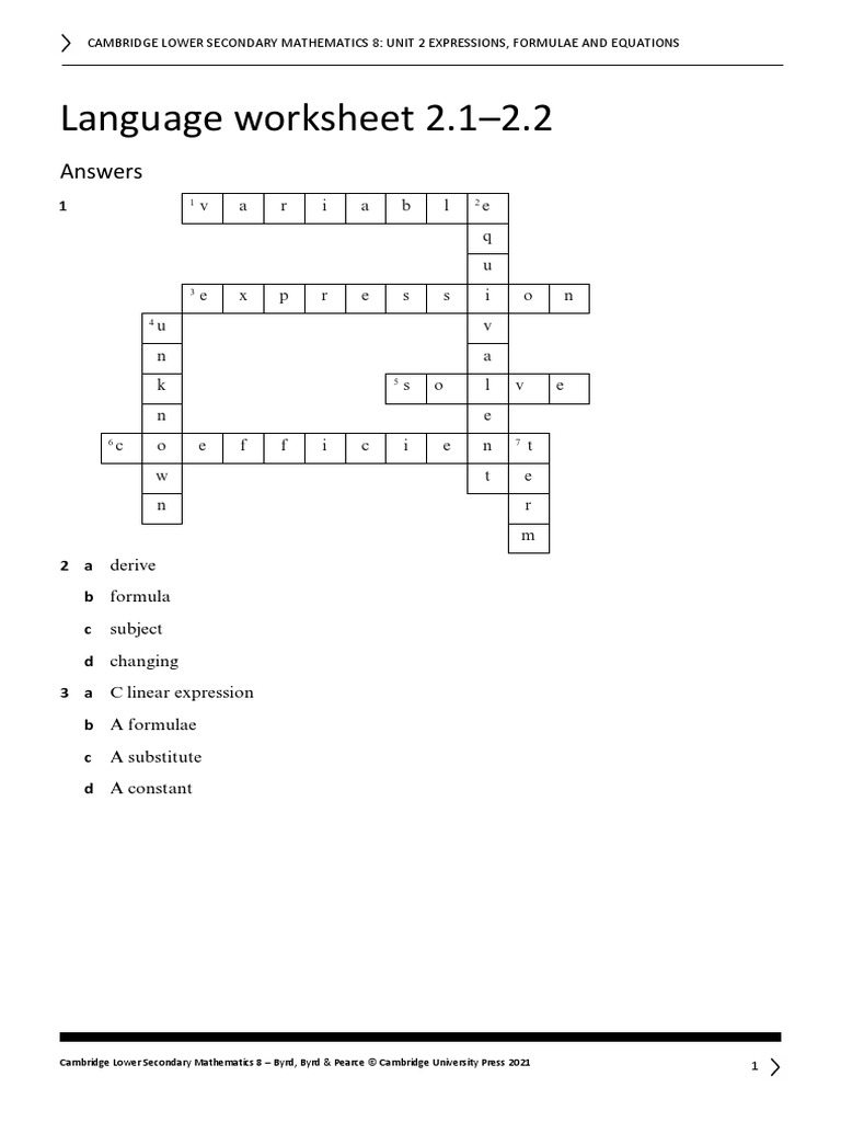 Unit 2 Worksheet 2.1-2.2 Answers | PDF