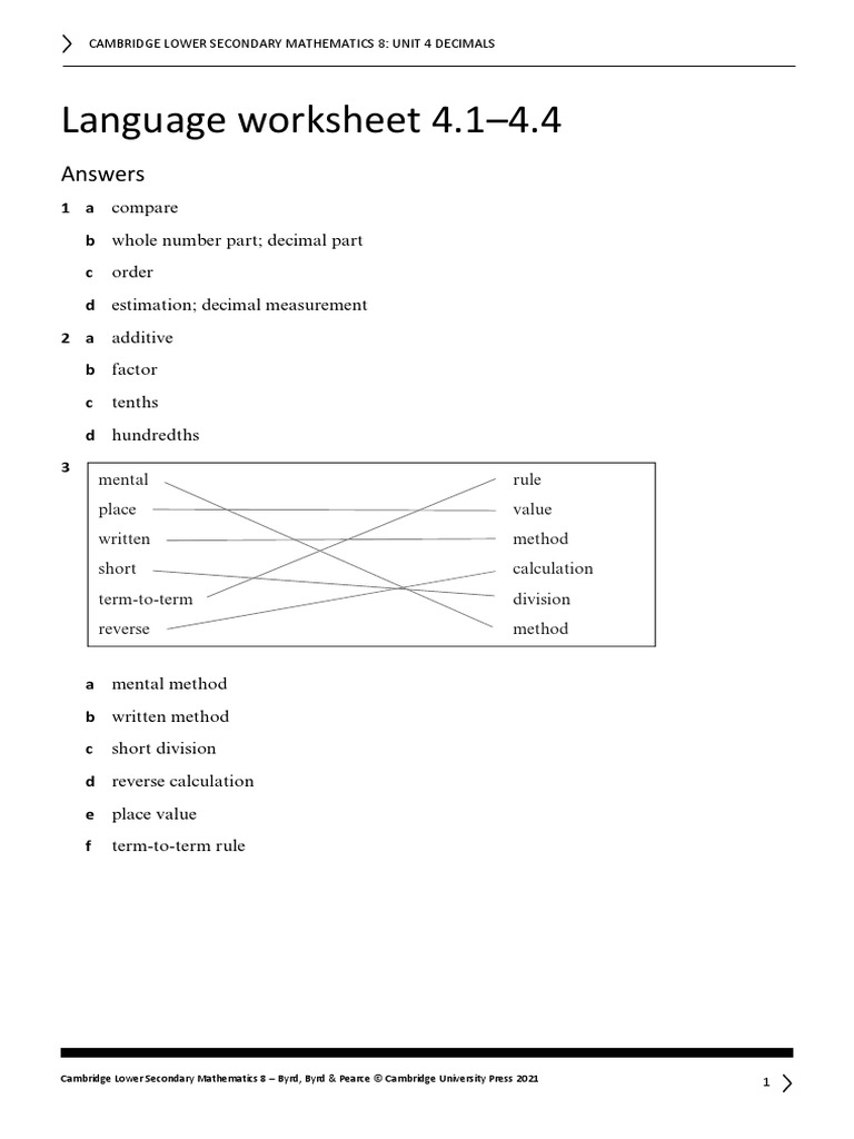 Unit 4 Worksheet 4 1 4 4 Answers Pdf