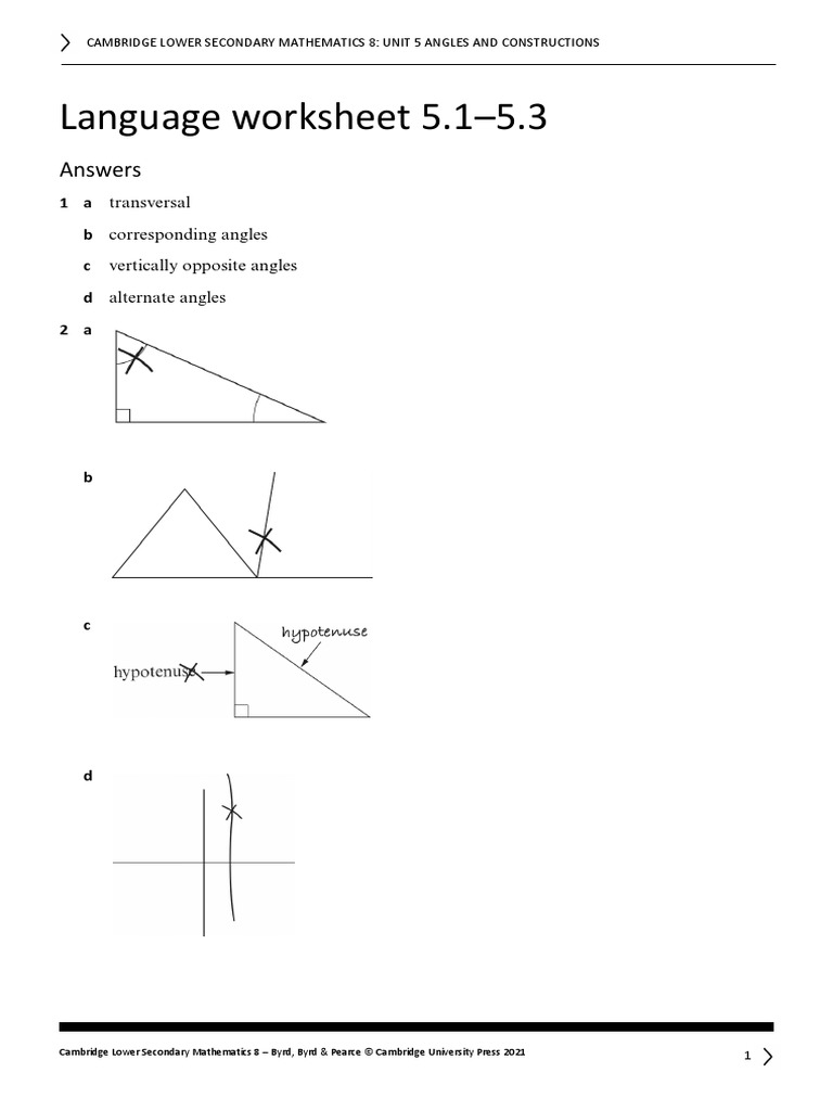 Unit 5 Angles and Constructions Answers | PDF