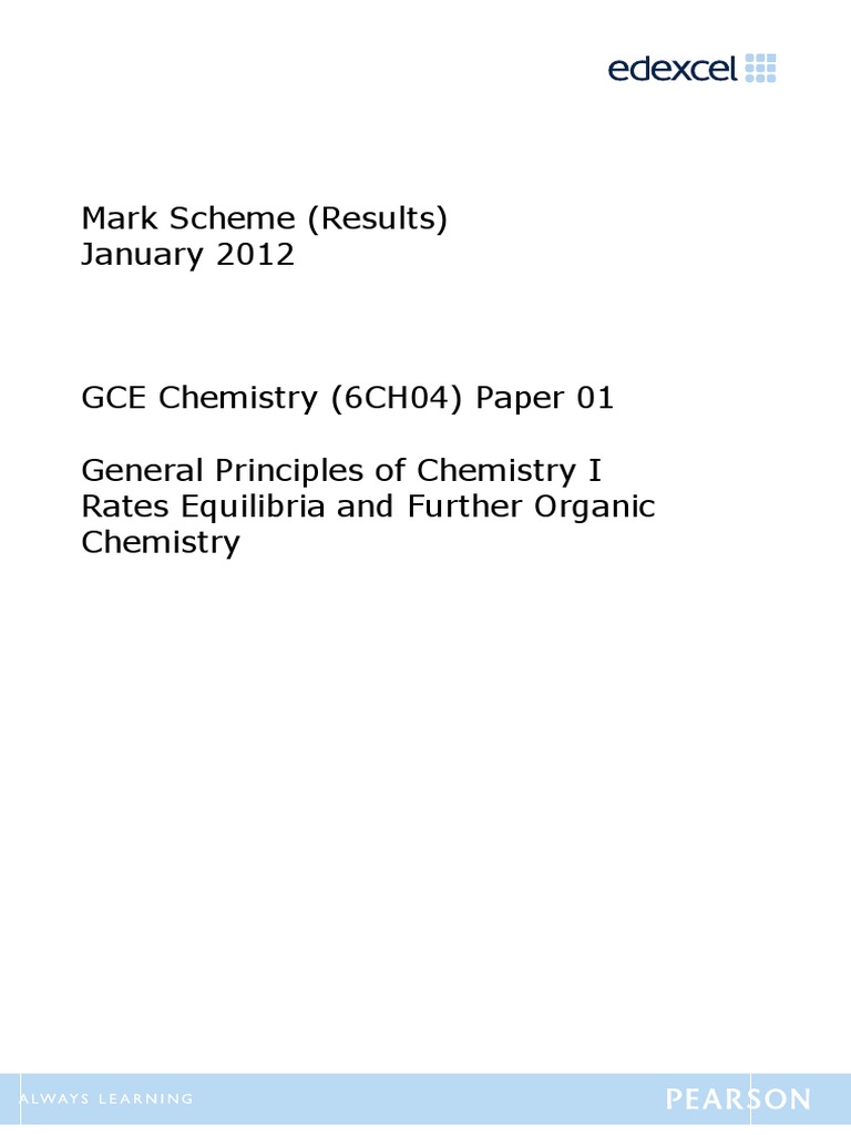 Markscheme Unit46CH04 January2012 IAL Edexcel Chemistry | PDF ... Markscheme Unit46CH04 January2012 IAL Edexcel Chemistry | PDF ...
