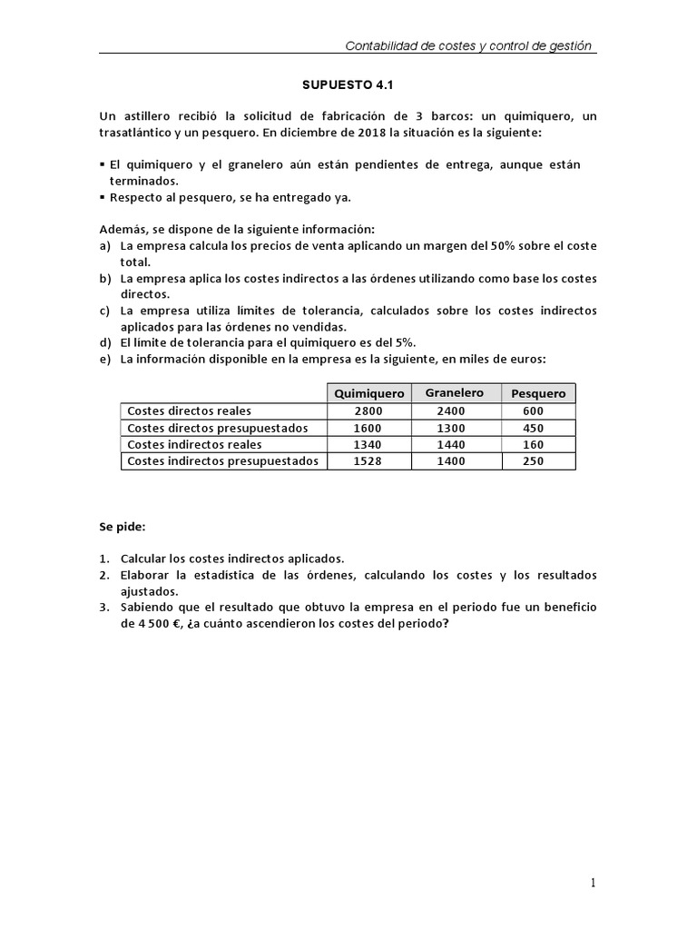 Supuestos Tema 4 2021 | PDF | Contabilidad de costos | Contabilidad
