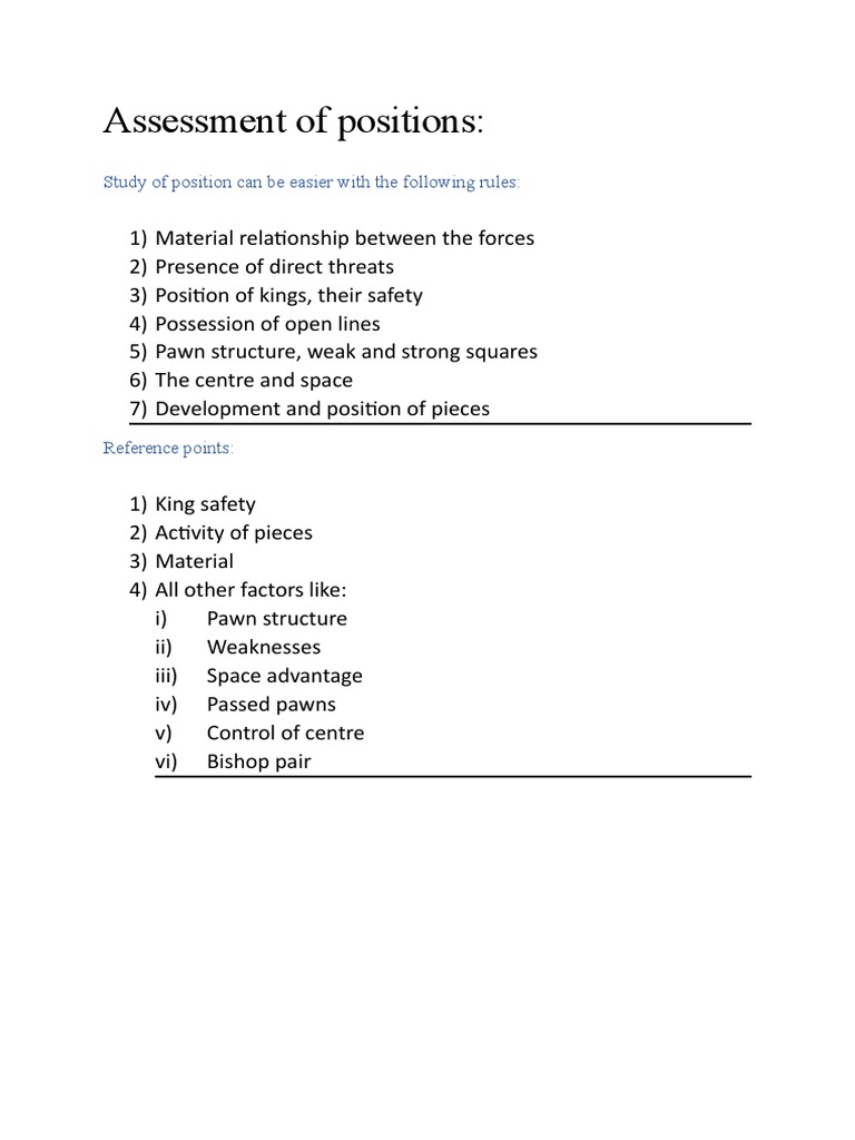 Chess Position Assessment Guidelines | PDF | History