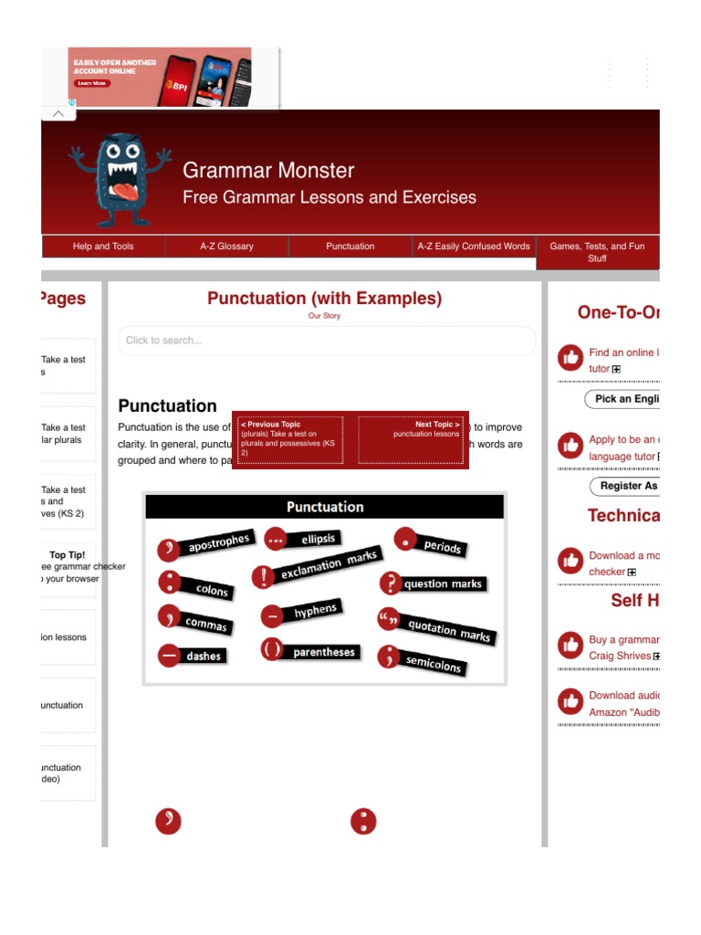 Punctuation - A Handy Summary | PDF | Punctuation | Bracket