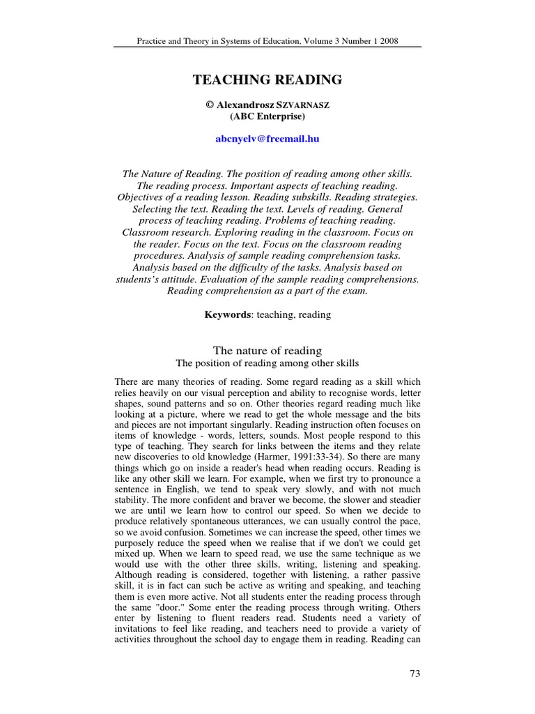 TEACHING - READING - The Nature of Reading | PDF | Reading ...