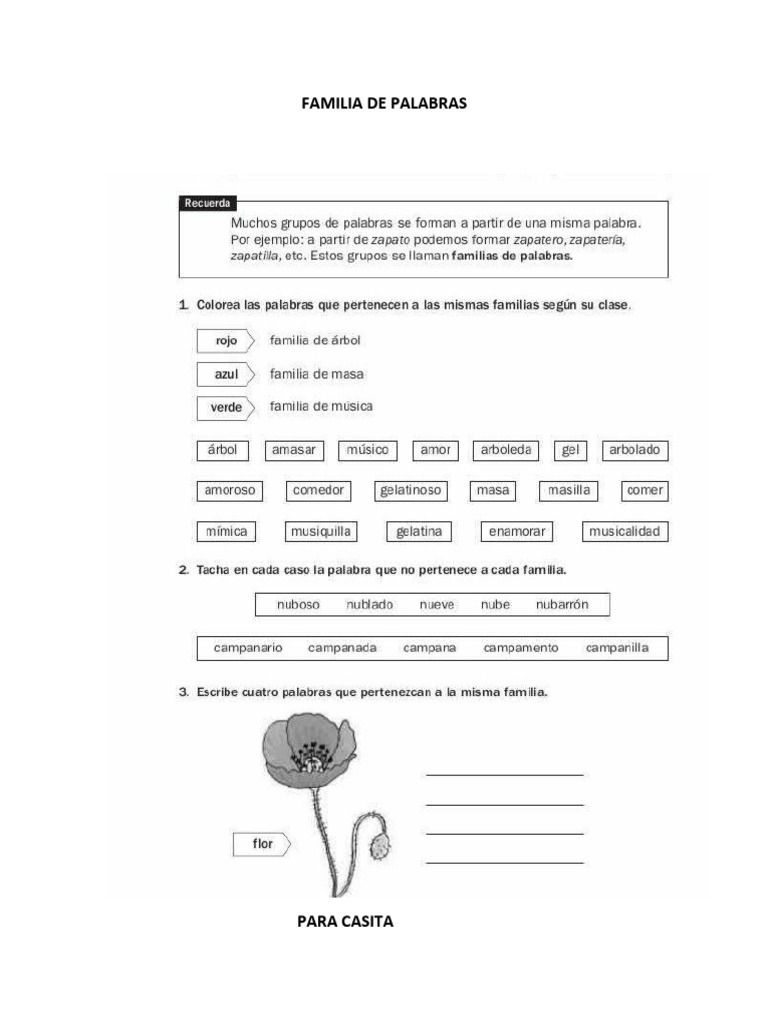 Familia de Palabras | PDF