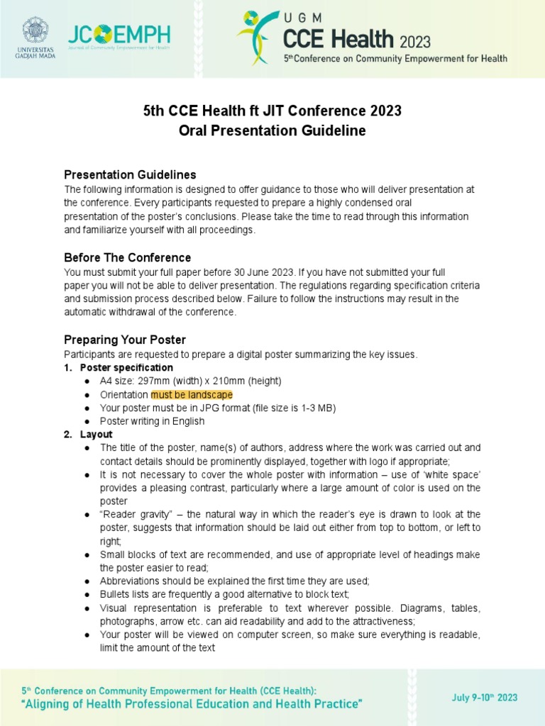 JCOEMPH 5th CCE Oral Presentation Guideline | Download Free PDF ...