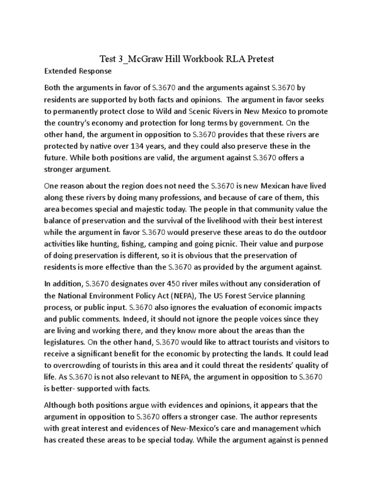 Test 3 - RLA-Extended Response | PDF