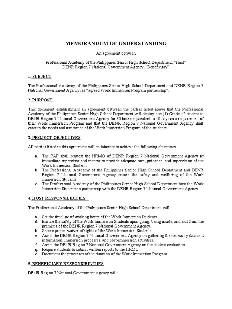MEMORANDUM-OF-UNDERSTANDING - DENR - Region 7 - 2023 | PDF