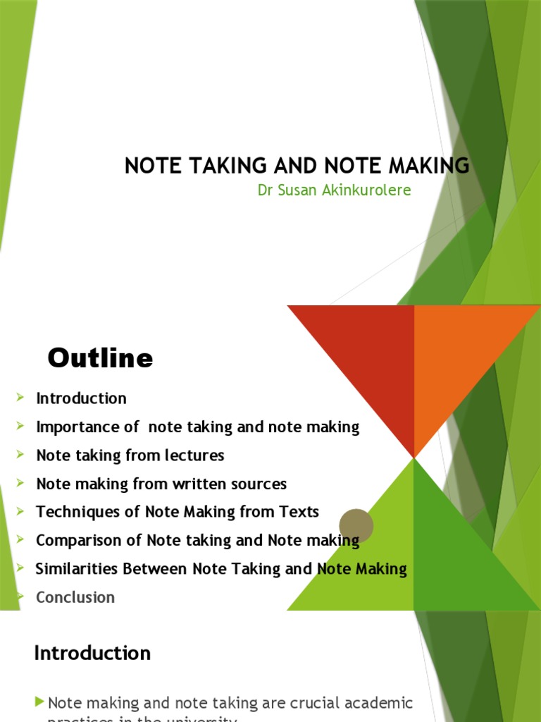 Note taking and Note Making | PDF | Learning Methods | Applied Psychology