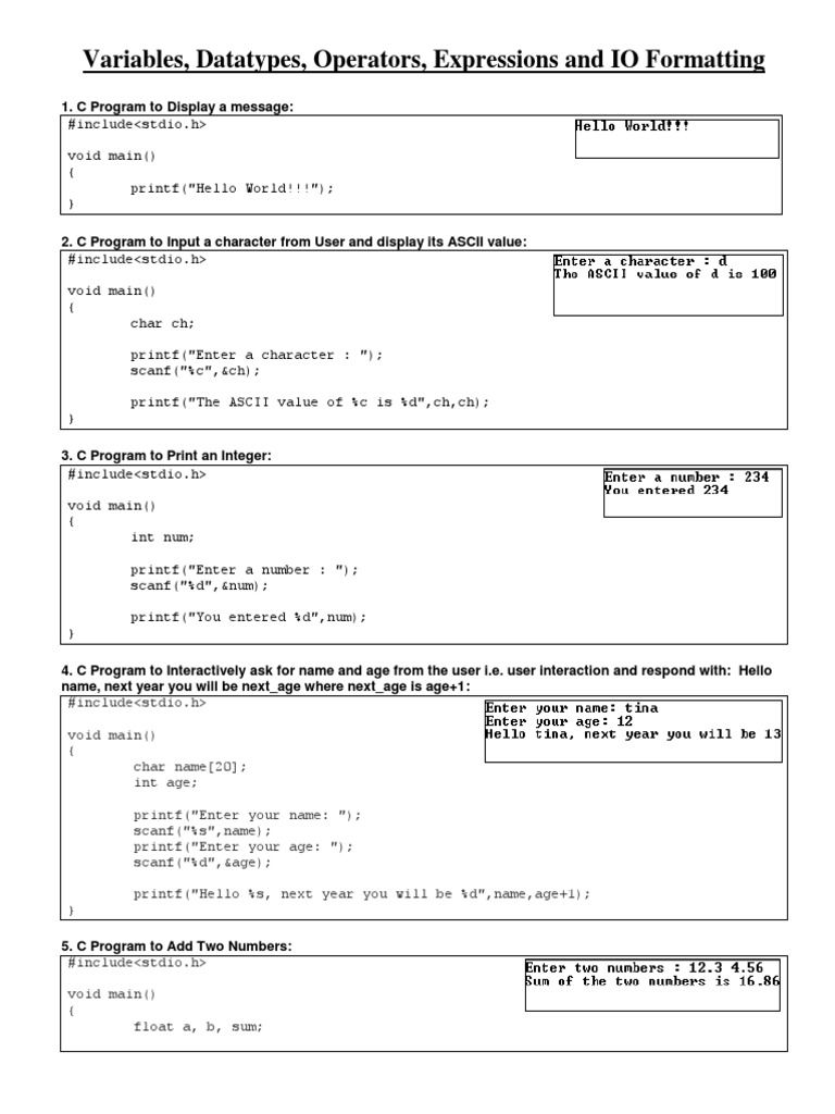 Programs | Descargar gratis PDF | Area | Computer Programming