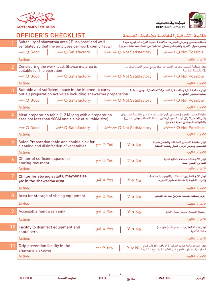 Dubai Municipality Inspectors Checklist - PDF | PDF