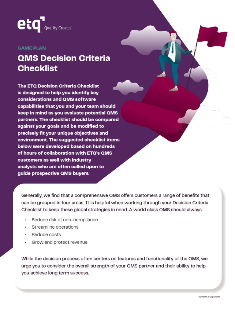 QMS Decision Criteria Checklist | PDF | Quality Management System ...