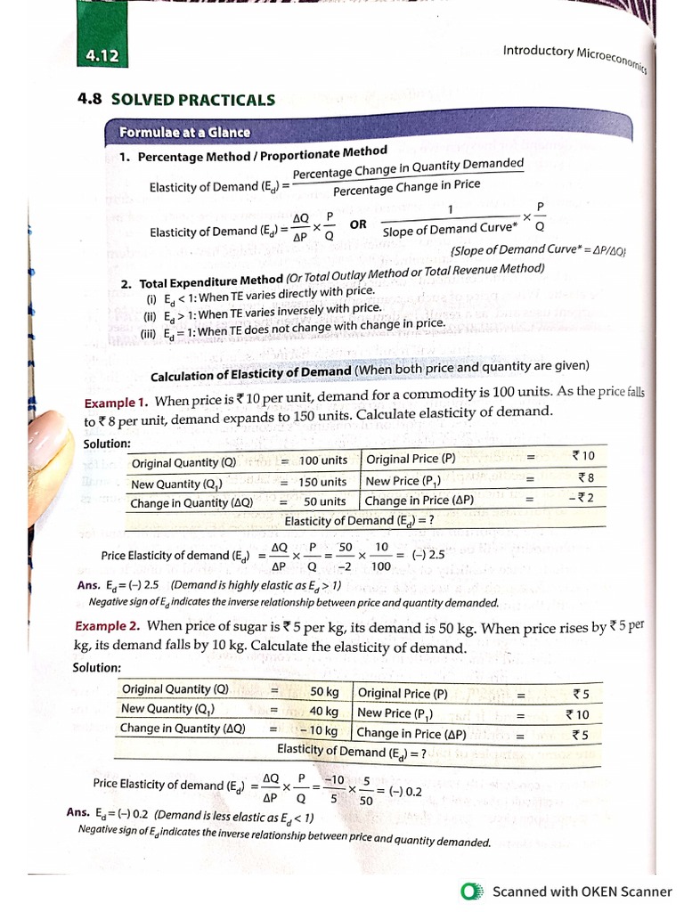 Elasticity of Demand Numericals | PDF