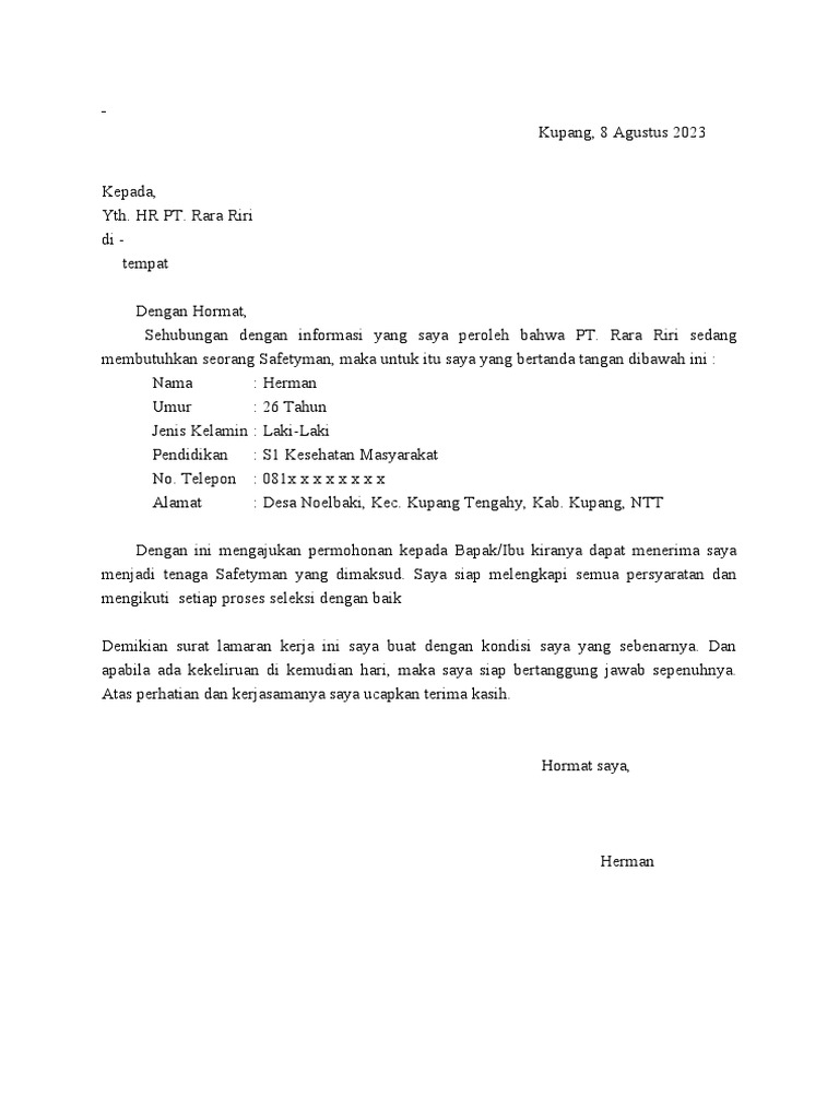 Contoh Surat Lamaran | PDF