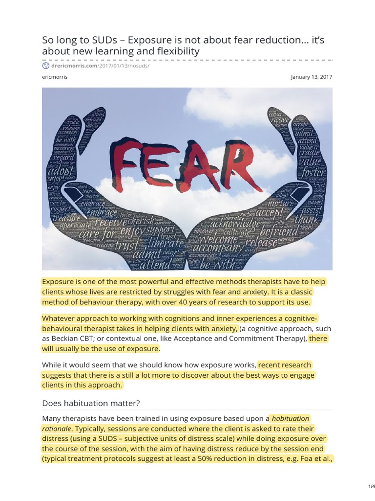 So Long To SUDs Exposure Is Not About Fear Reduction Its About New Learning and Flexibility ...