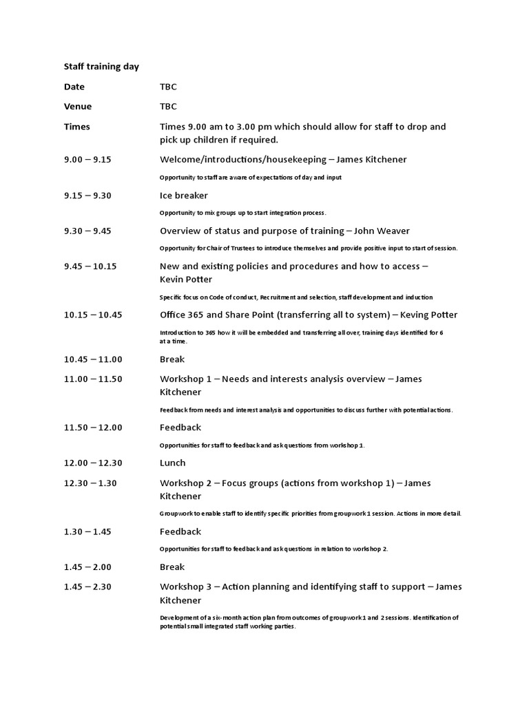 Staff Training Programme | PDF | Focus Group