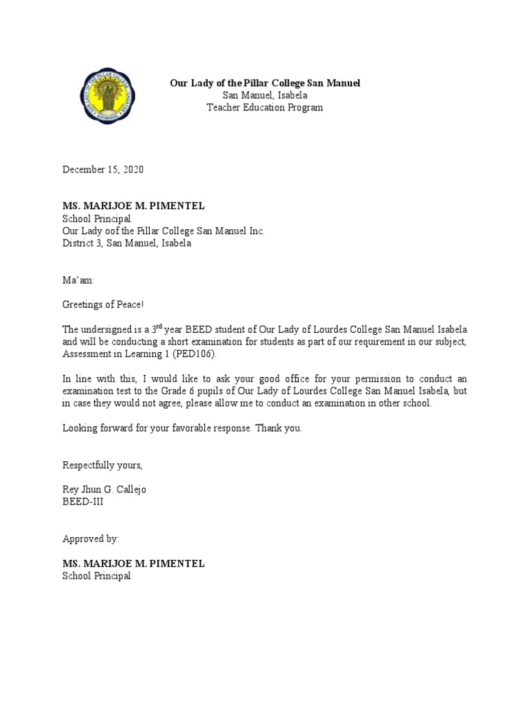 Request Letter - OLPC San Manuel | PDF