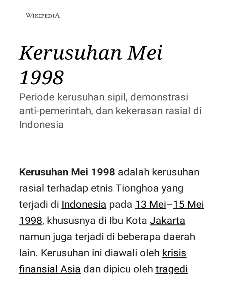 Kerusuhan Mei 1998 di Indonesia | PDF