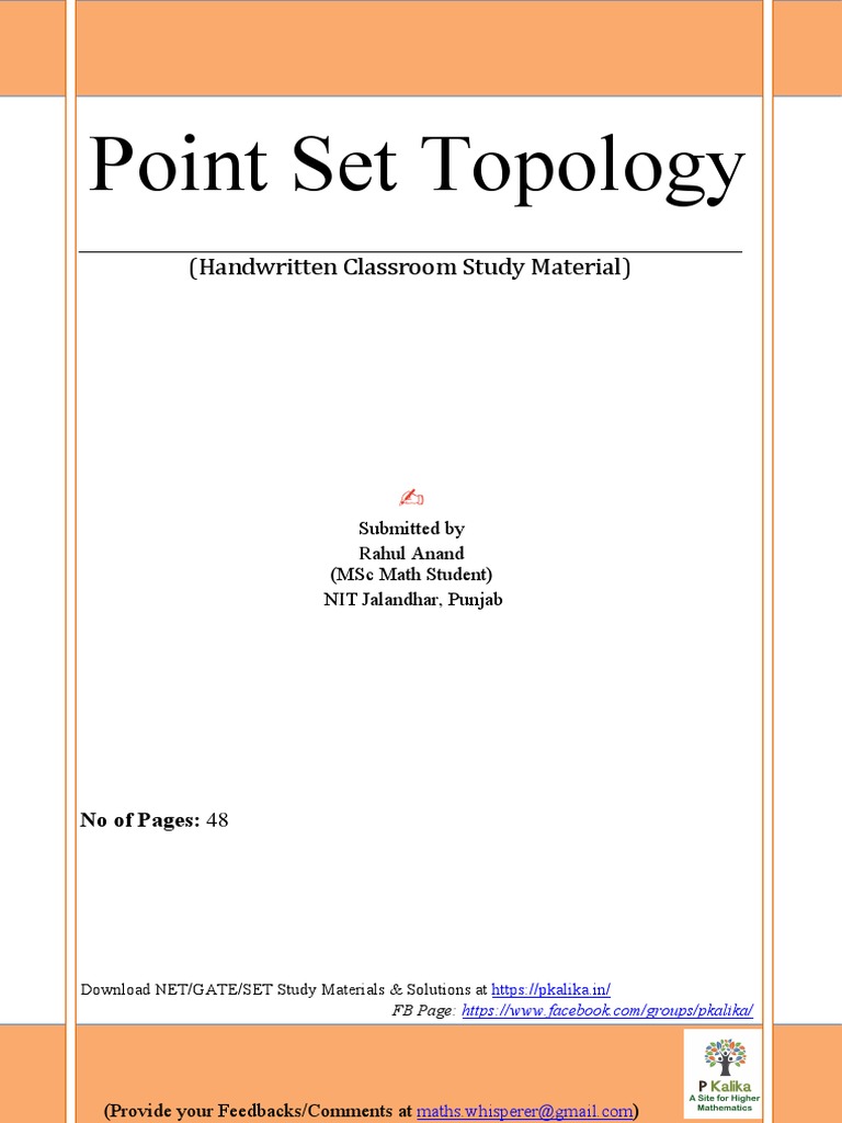 Point Set Topology Kalika46pages | PDF