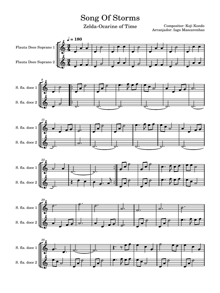 Song of Storms Flute Sheet Music | PDF