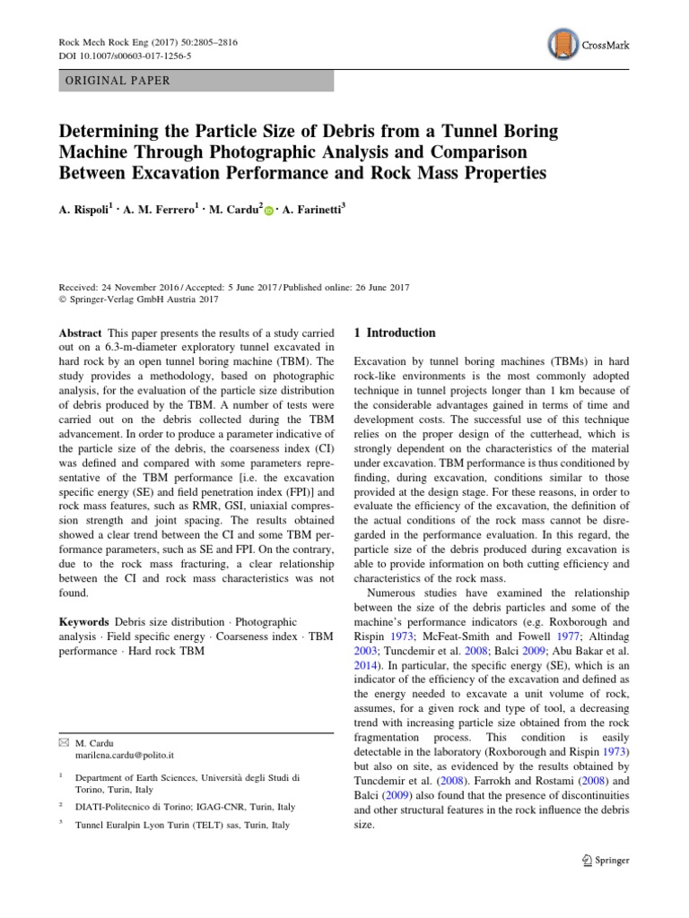 Tunnel Debris Analysis for TBM Efficiency | PDF | Particle Size ...