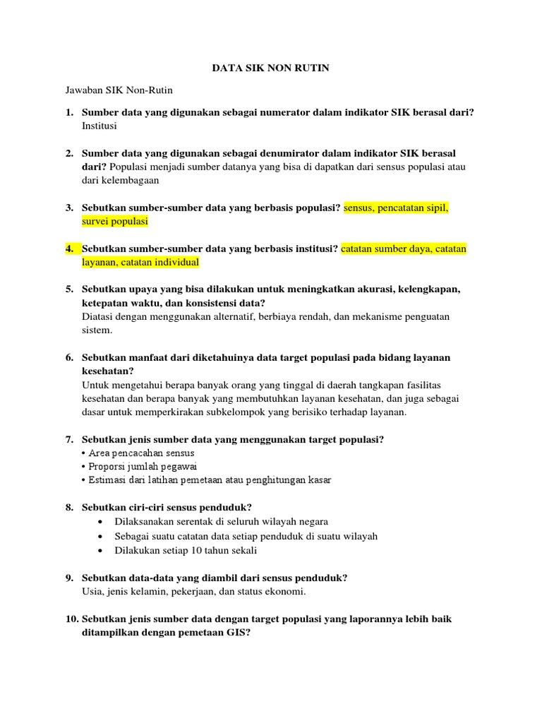 Data Sik Non Rutin | PDF