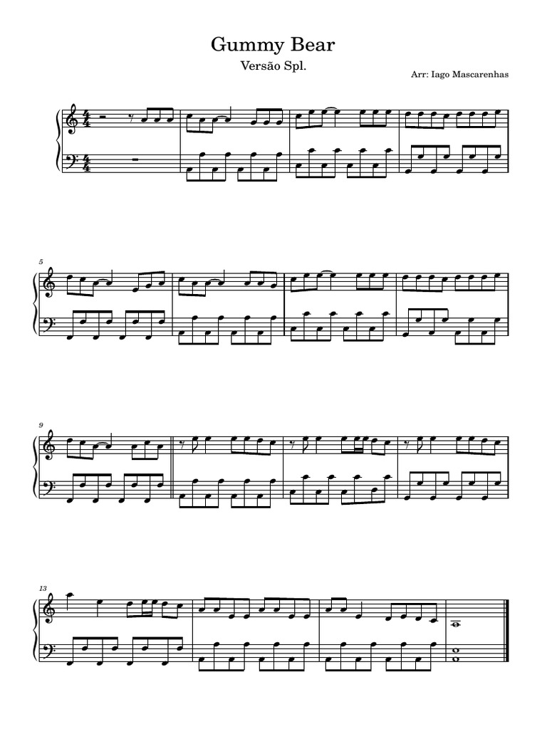 Gummy Bear Arr Piano SPL | PDF