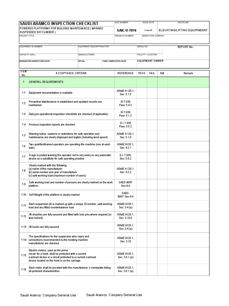 SAIC-U-7016 - Powered Plat Form For Bulding Maintenance (Manned ...