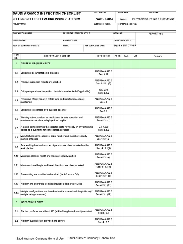 SAIC-U-7014 - Self Propelled E. W. P.-2023 | PDF | Manufactured Goods ...