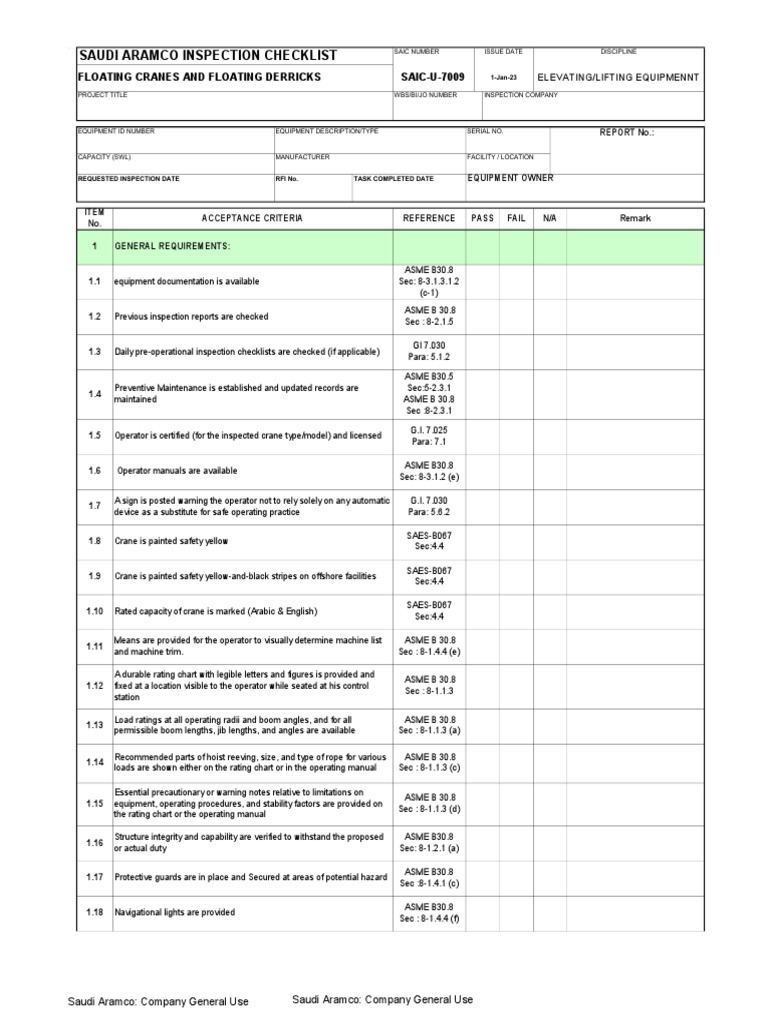 SAIC-U-7009 - Floating Cranes and Floating Derricks-2023 | PDF | Crane ...