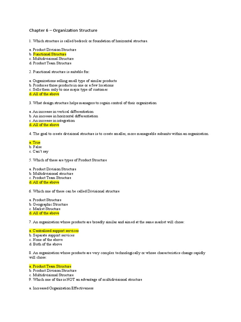 Organisational Structure and HR Alignment Book Notes - CH6 | PDF ...
